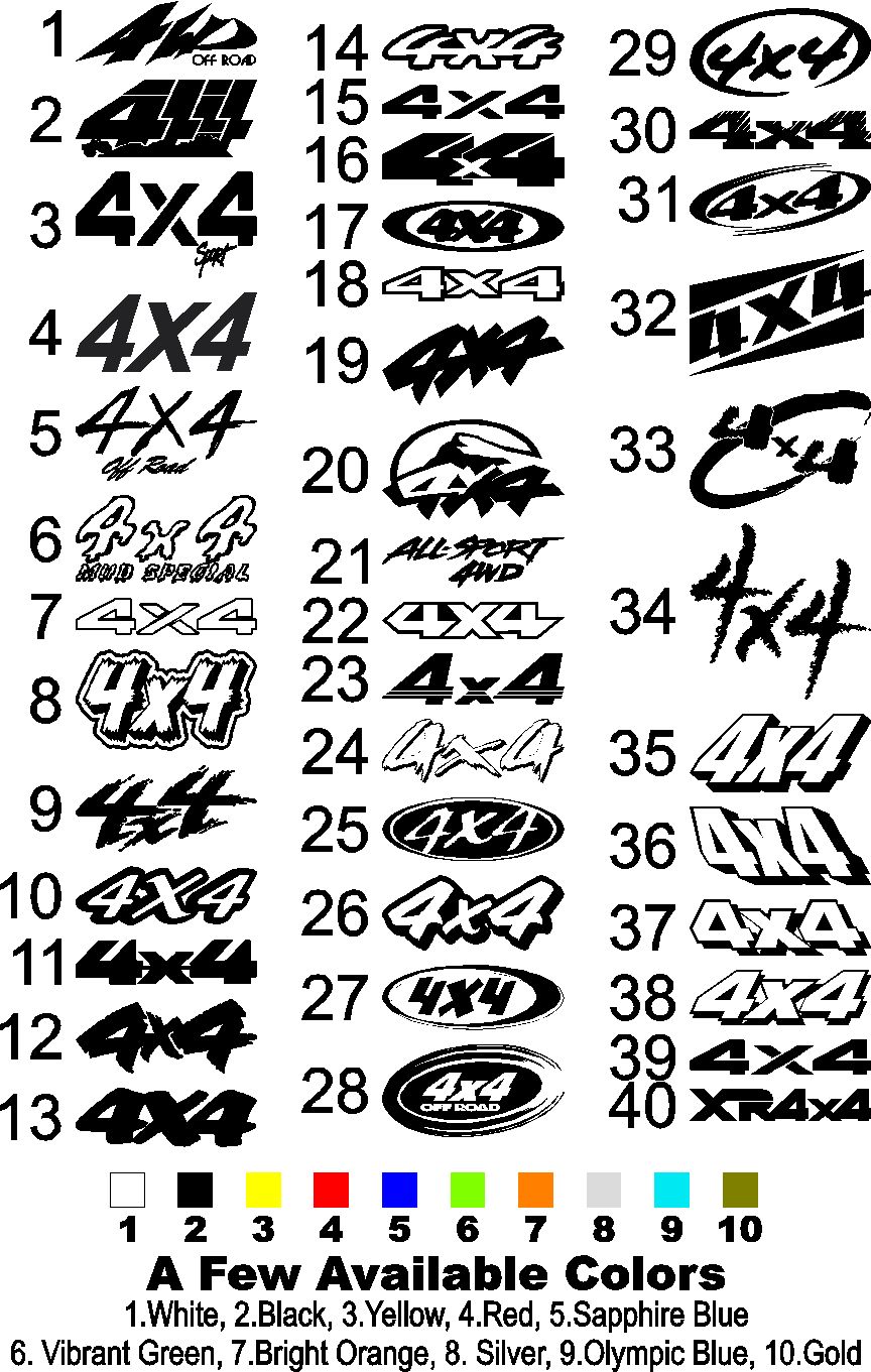 4x4 Vinyl Decals, 4WD Decals, 4 Wheel Drive Decals | eBay